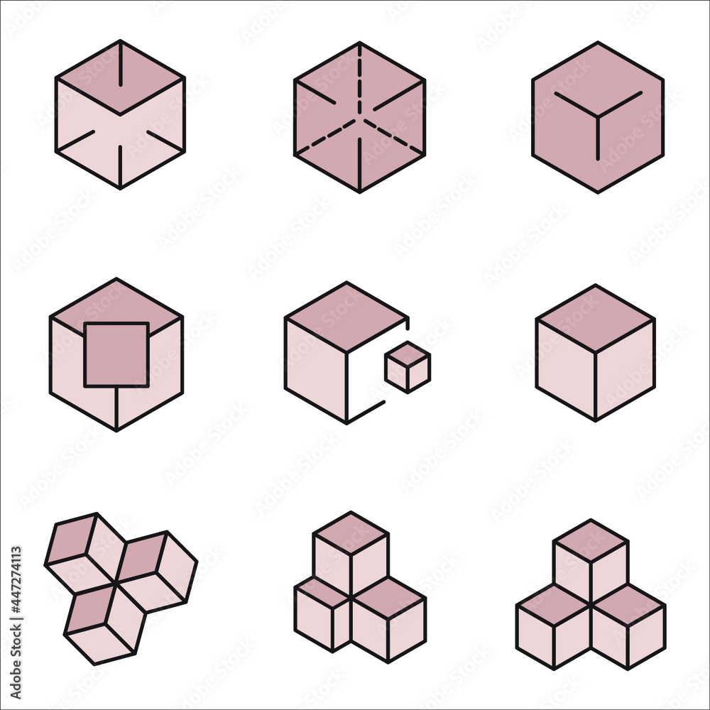 Cube icon set. Cube icon pack symbol vector elements for infographic ...