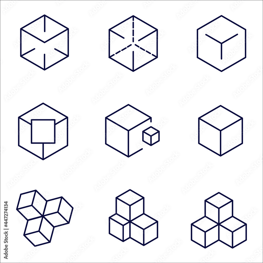Cube icon set. Cube icon pack symbol vector elements for infographic ...