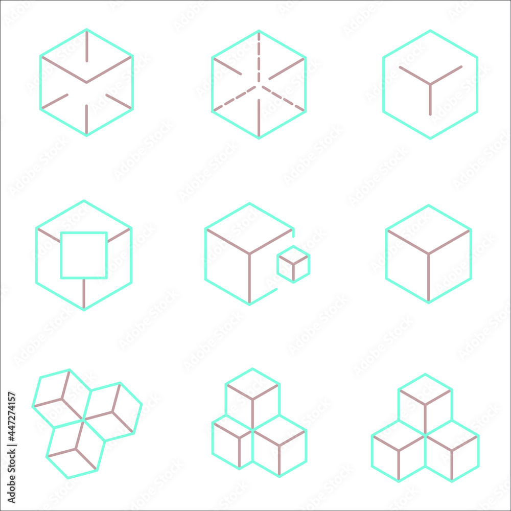 Cube icon set. Cube icon pack symbol vector elements for infographic ...