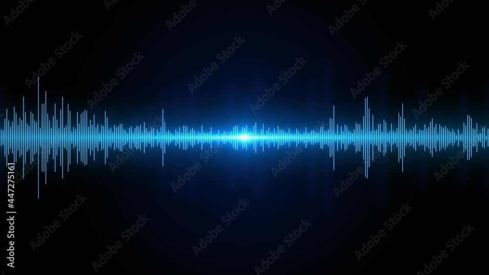 4K 3D Sound wave or frequency digital isolated Black loop background ...