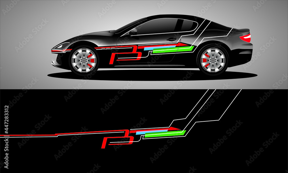Car sticker or car wrap with natural natural concept with abstract line ...