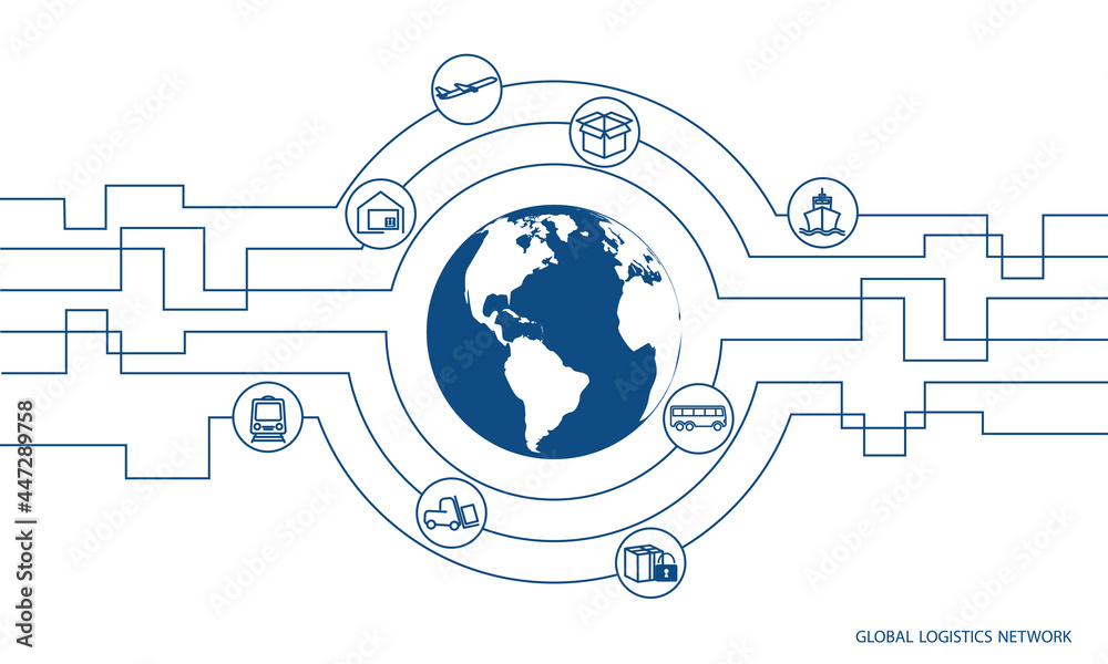 Global logistics network. Map global logistics partnership connection ...