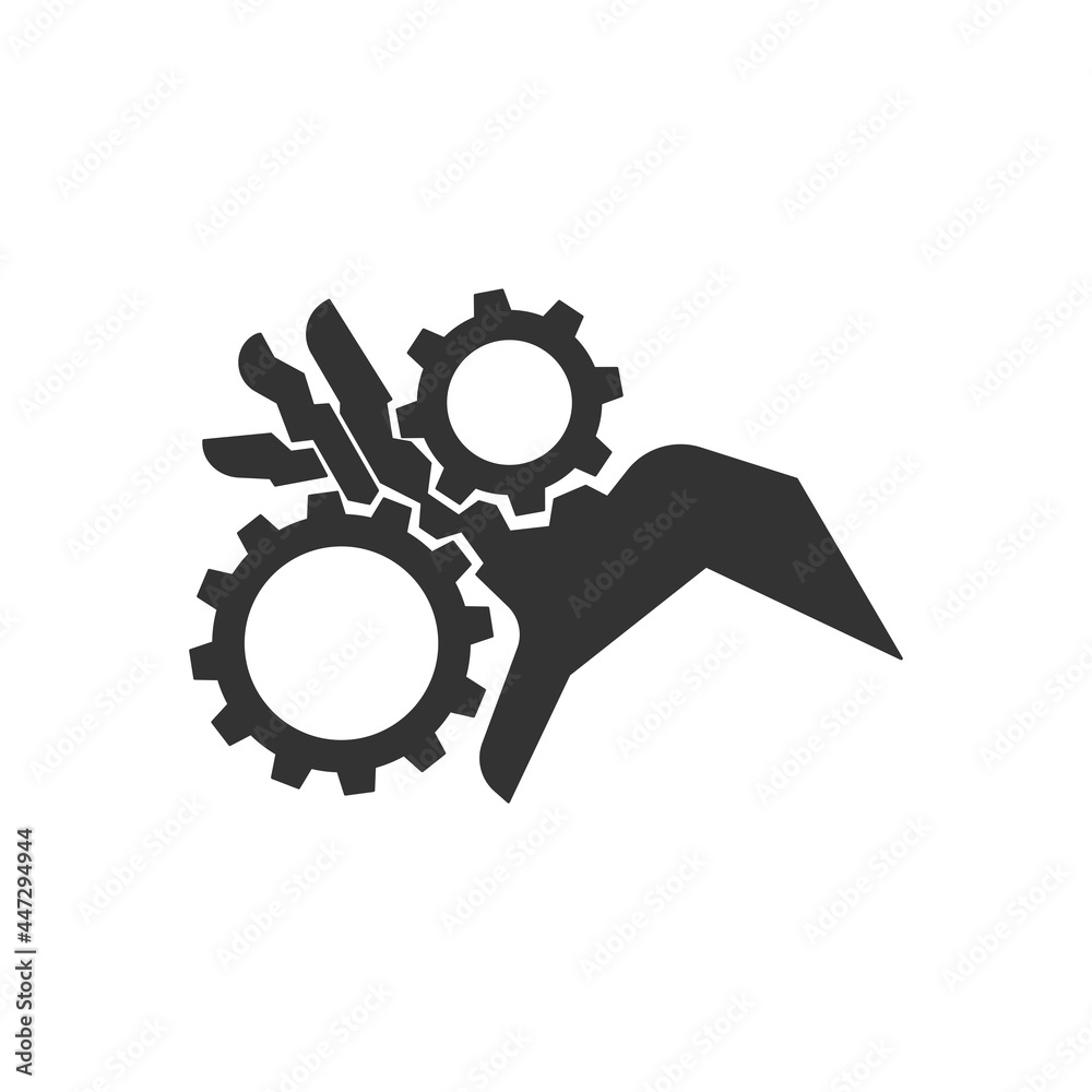 Pinch point entanglement crush gears icon isolated on white background ...