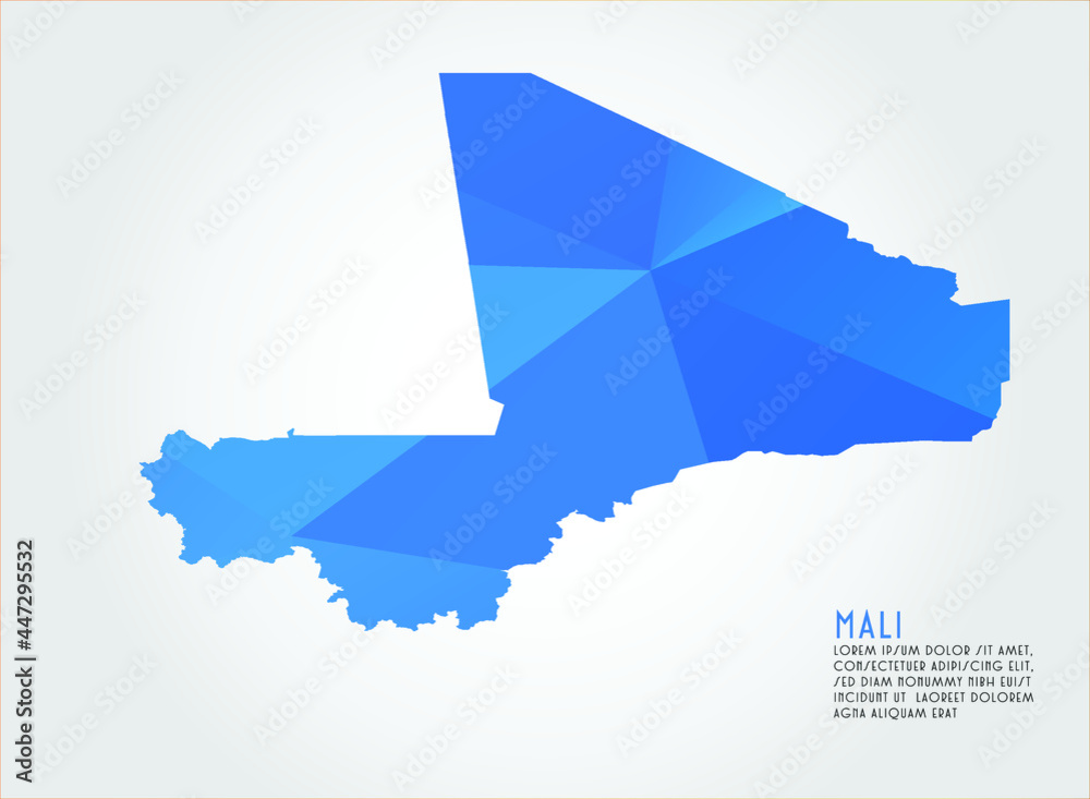 Mali map blue Color on white background polygonal Stock Vector | Adobe ...