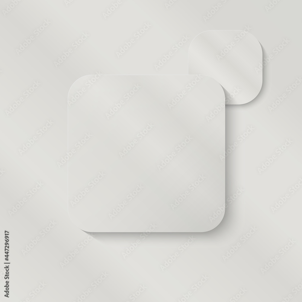 White paper-cut rectangles with rounded edges and drop shadows are set ...