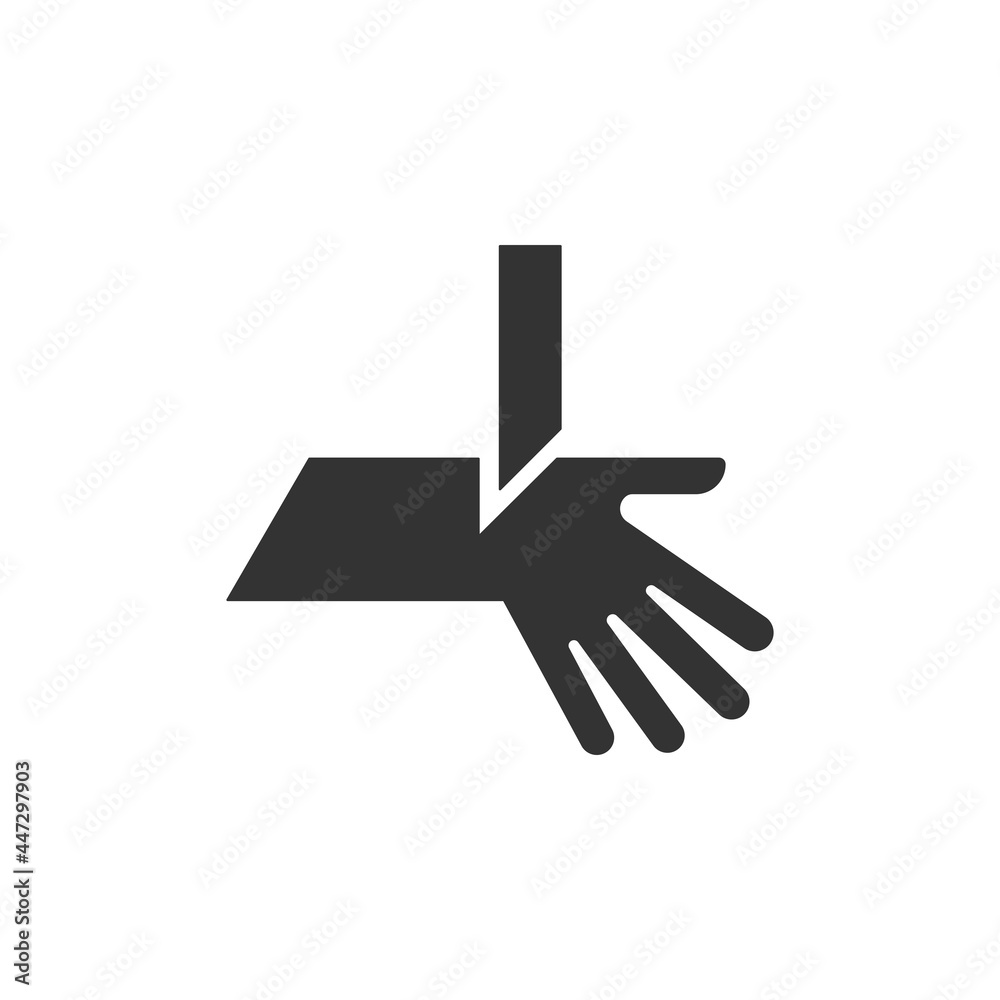 Cutting off fingers or hand icon isolated on white background. Caution ...