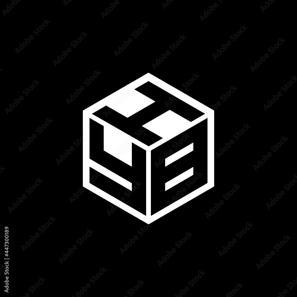 YBH letter logo design with black background in illustrator, cube logo ...