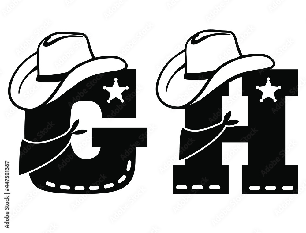 English alphabet black. Vector illustration of letter G and H with ...