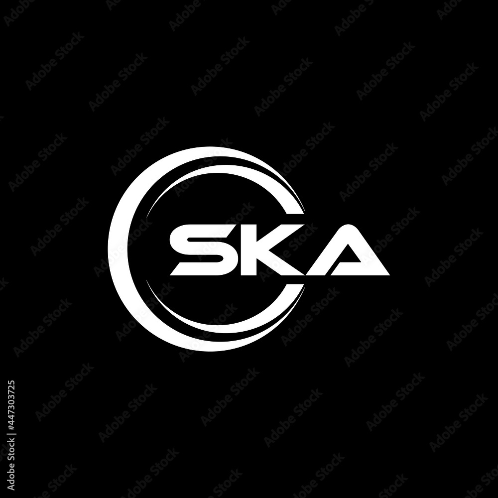 SKA letter logo design with black background in illustrator, cube logo ...