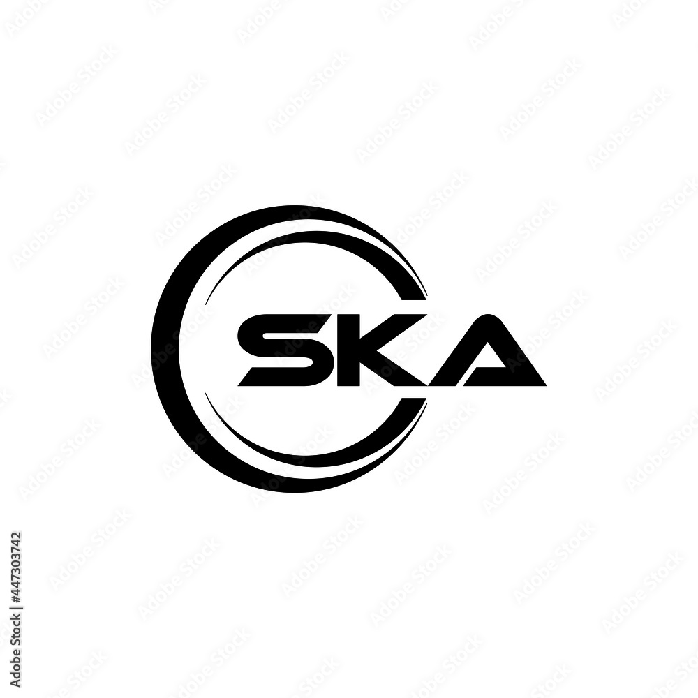 SKA letter logo design with white background in illustrator, cube logo ...