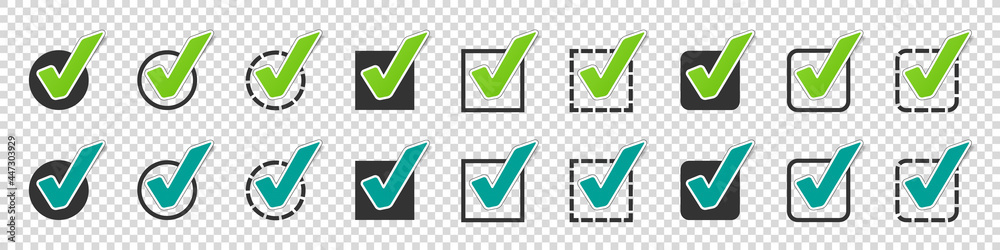 Different Checkbox Icon Set - Vector Illustrations - Isolated On ...
