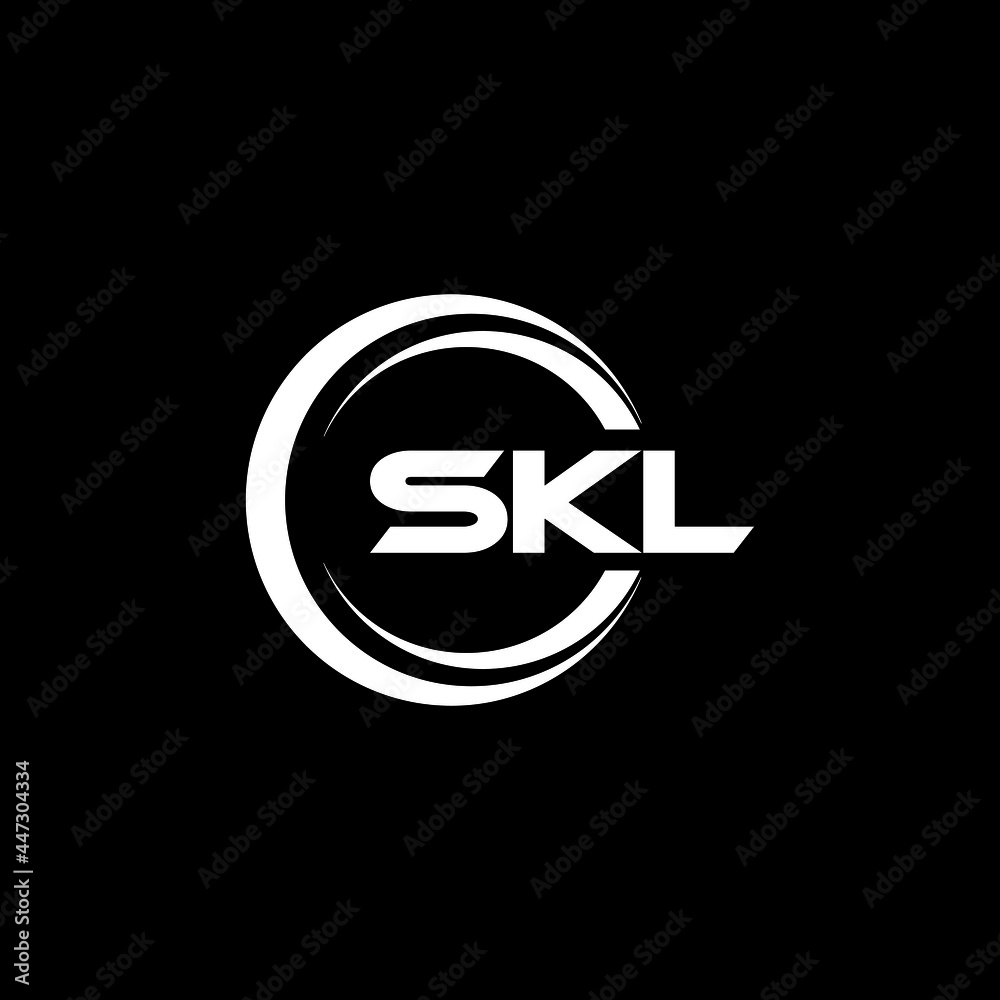 SKL letter logo design with black background in illustrator, cube logo ...