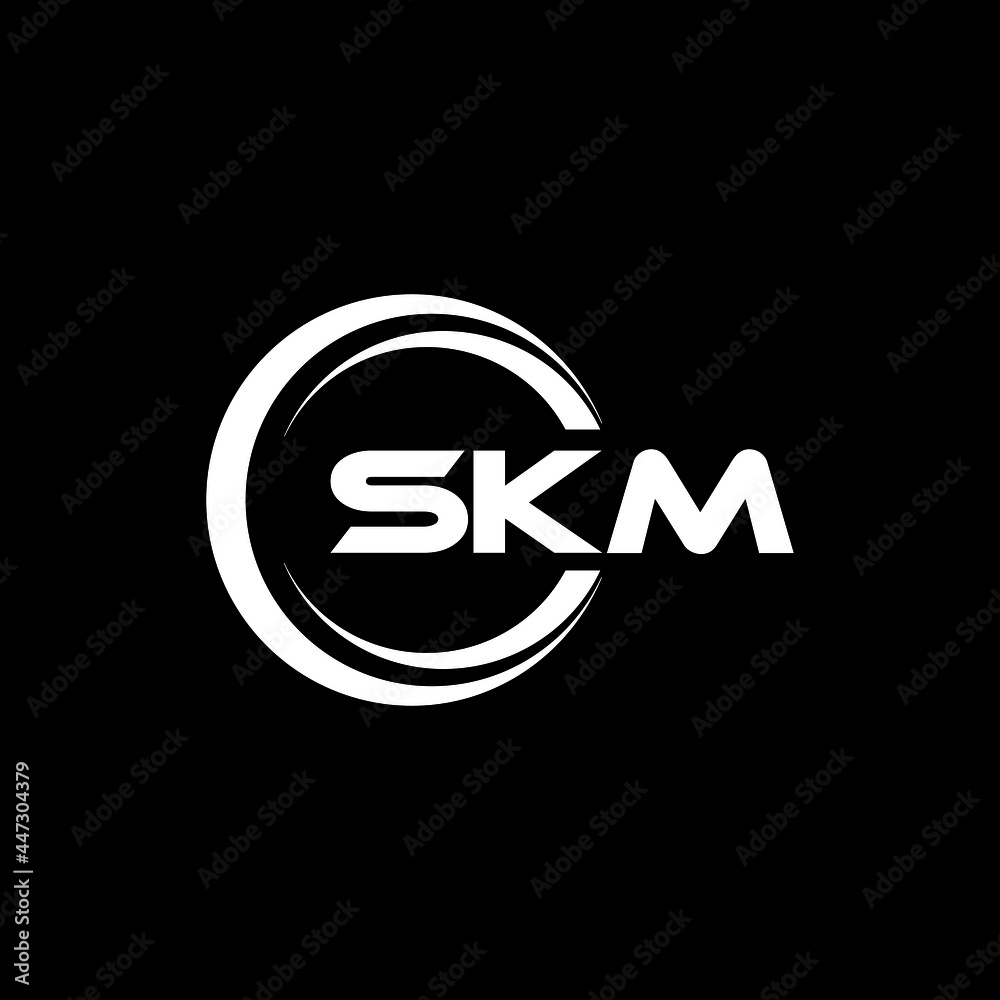 Grafika wektorowa Stock: SKM letter logo design with black background ...