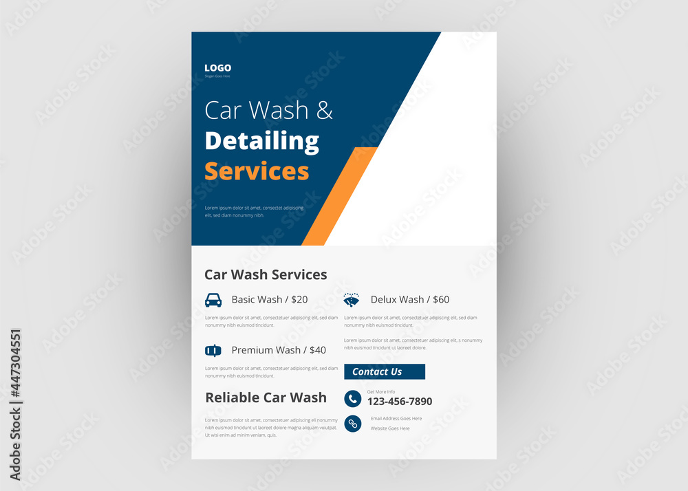 Car wash flyer template design. Automobile car wash poster leaflet ...