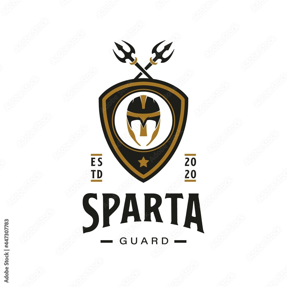Vintage Retro Style for Roman Sparta Spartan Logo. With Spartacus armor ...