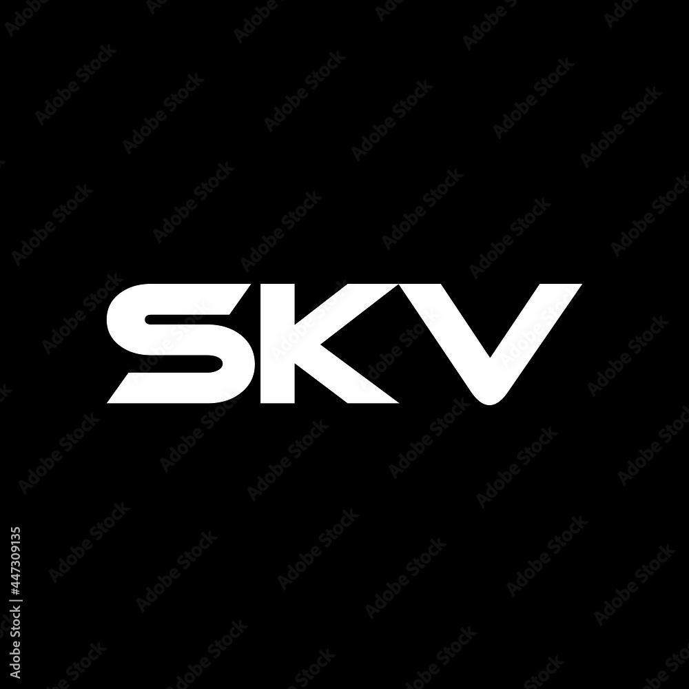 Vecteur Stock SKV letter logo design with black background in ...