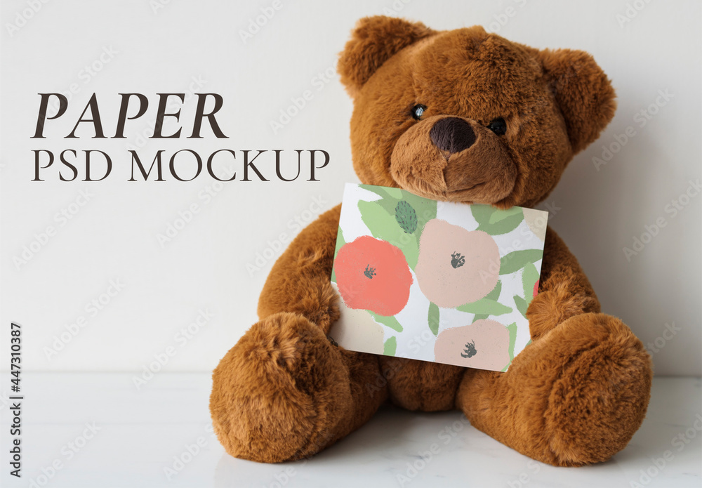 Bear Doll with Mockup Card Stock Template | Adobe Stock