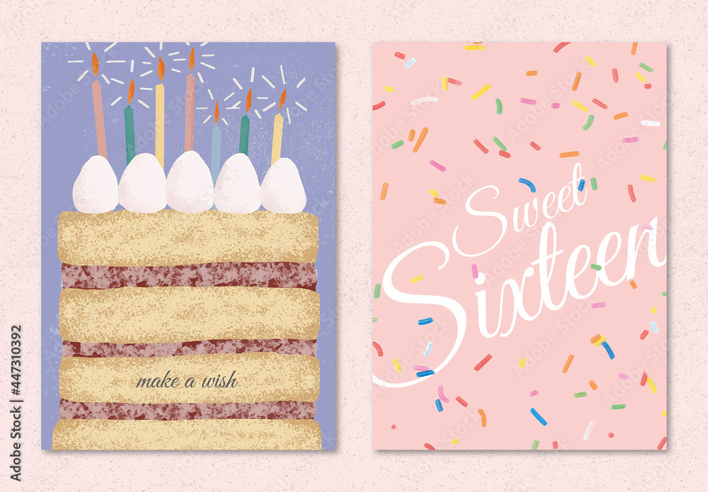 Birthday Invitation Layout with Wishing Text Stock Template | Adobe Stock