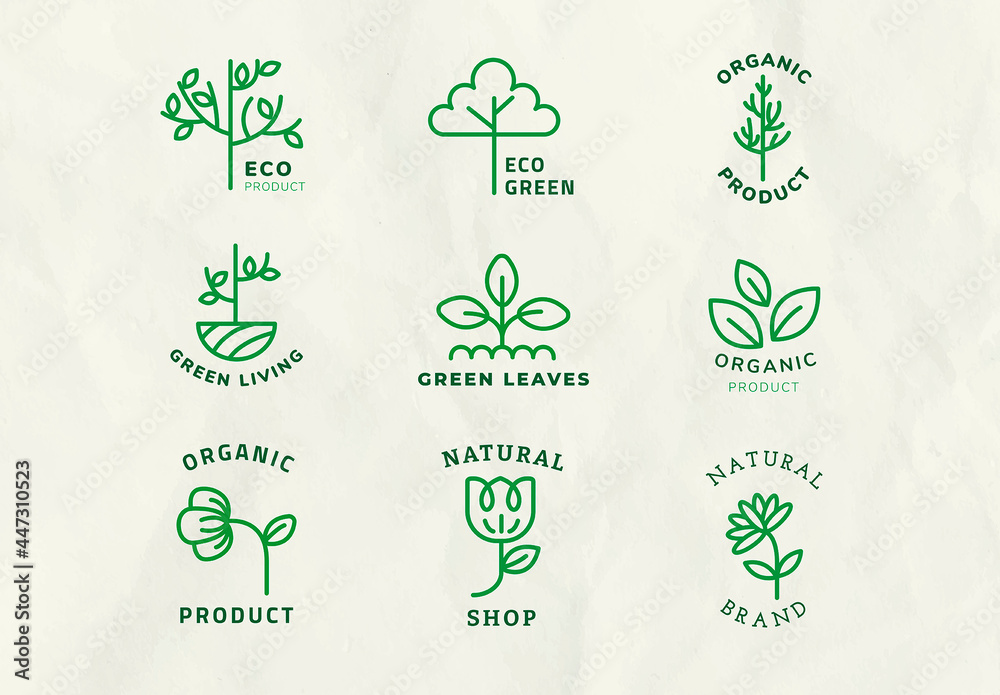 Line Eco Logo Layout Set for Branding Stock Template | Adobe Stock