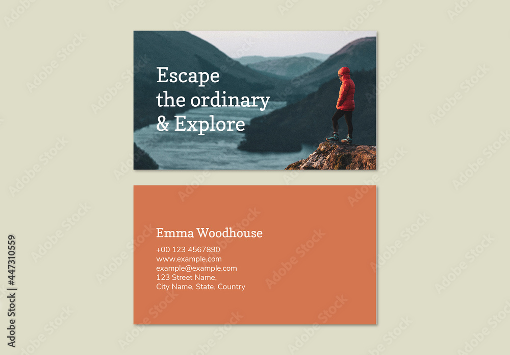 Name Card Layout for Travel Agency Stock Template | Adobe Stock