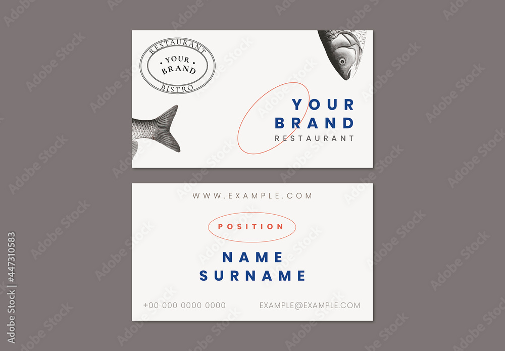 Aesthetic Name Card Layout for Restaurant Stock Template | Adobe Stock