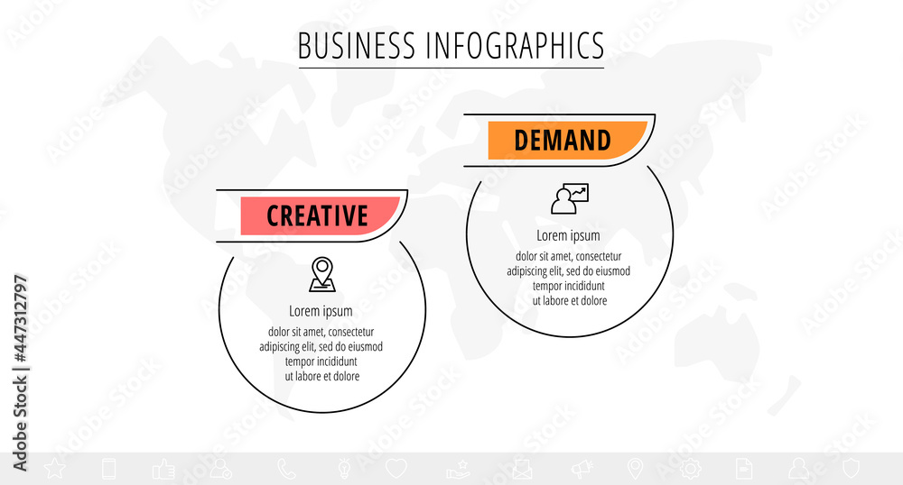 Business vector infographics with two line circles. Timeline ...
