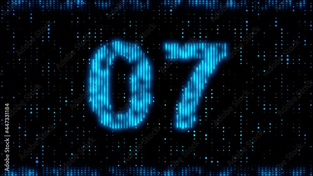 4K Digital ten seconds hologram dots countdown. Animation Futuristic ...