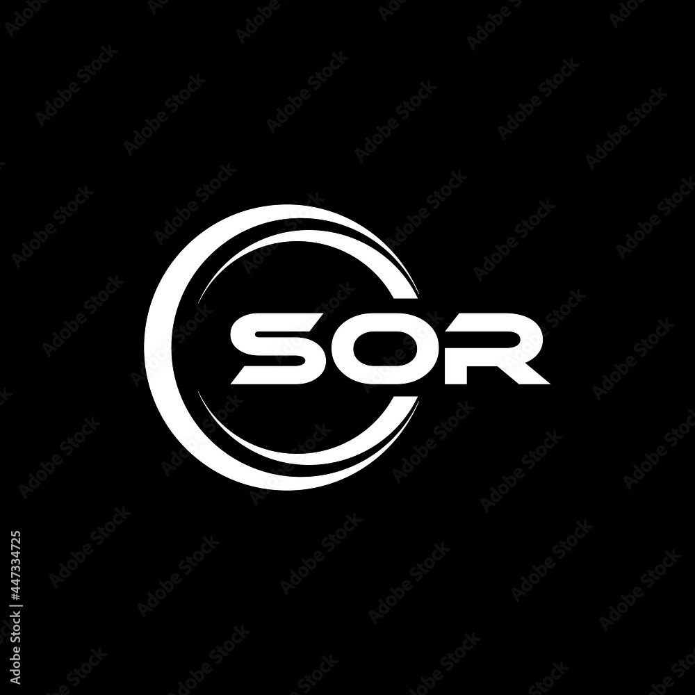 Vecteur Stock SOR letter logo design with black background in ...