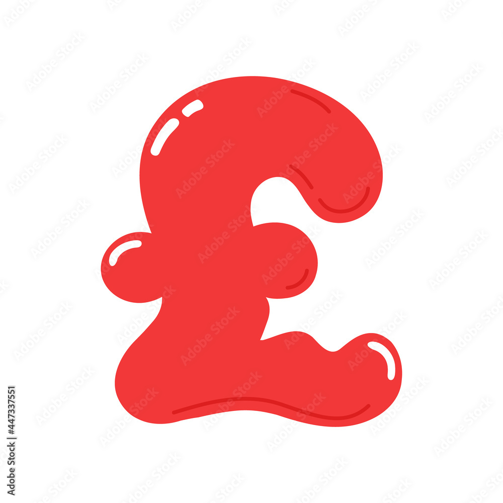 Cute pound sterling. Vector hand drawn cartoon kawaii character ...