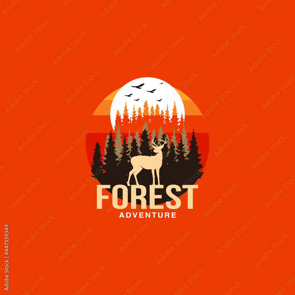 forest, nature, logo, adventure, vintage, travel, outdoor, mountain ...