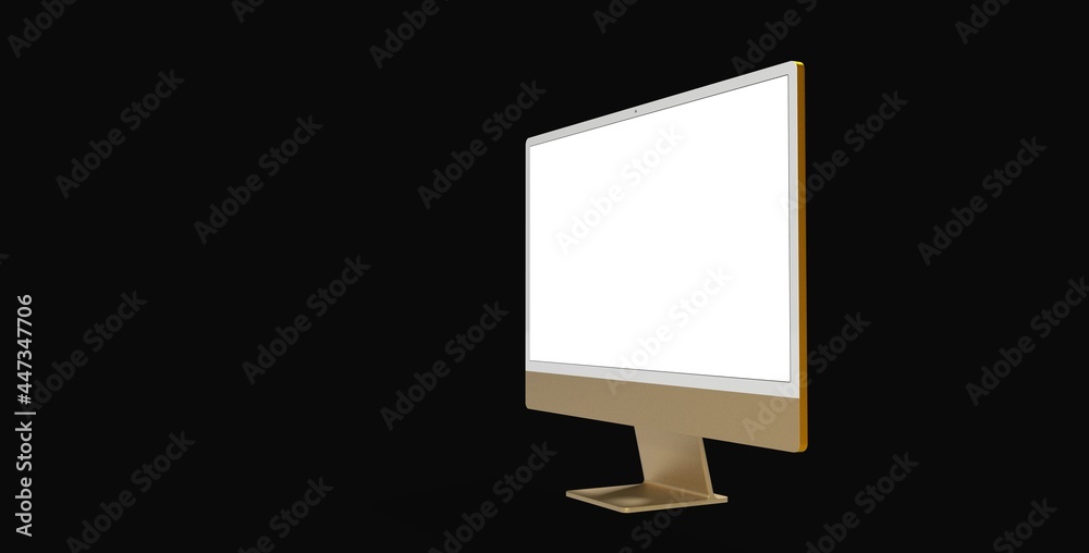Computer display mock up with blank white screen. Stylish desktop ...