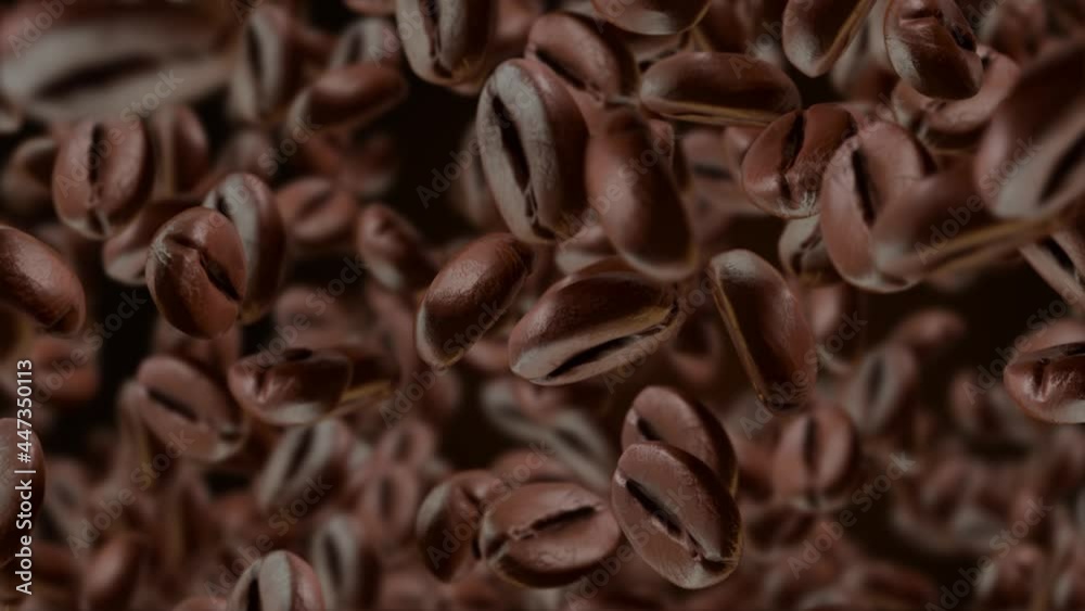 Exploding Premium Coffee Beans Super Slow Motion come to the Camera ...