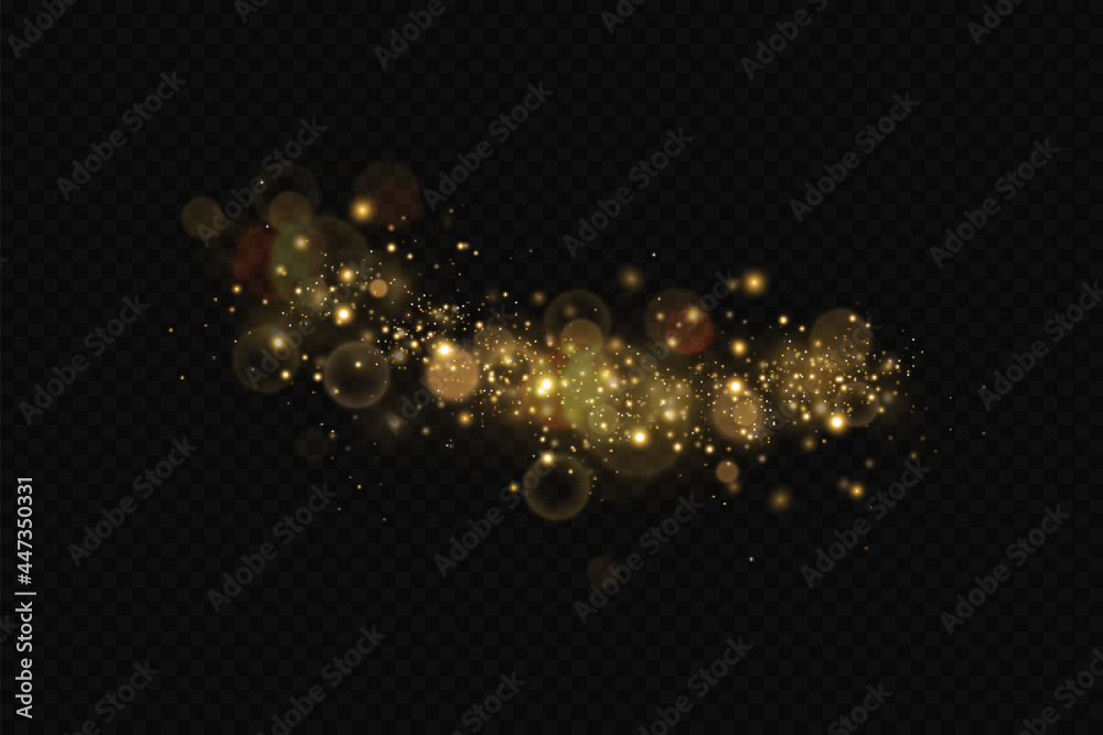 Gold particles. Light effect. Gold dust. background decoration. Stock ...