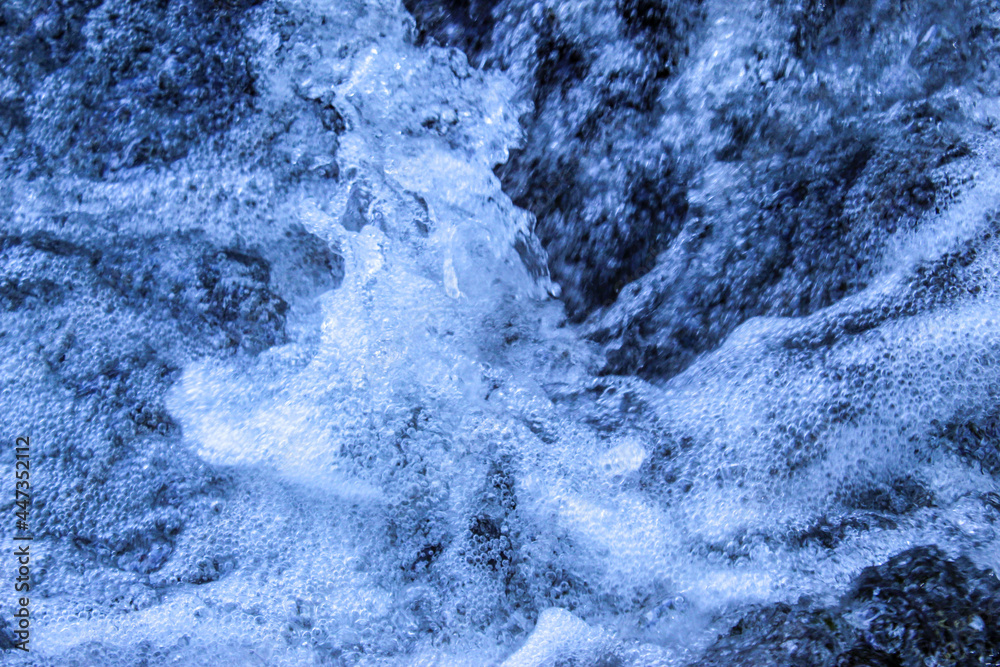 Water background. Water foam. Random water goes in all directions. Top ...