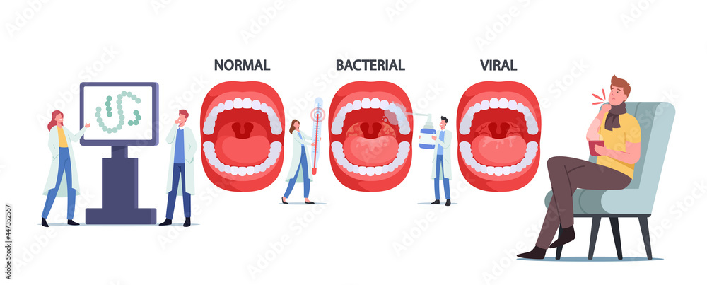 Tiny Doctors Characters Presenting Infographics with Normal, Bacterial ...