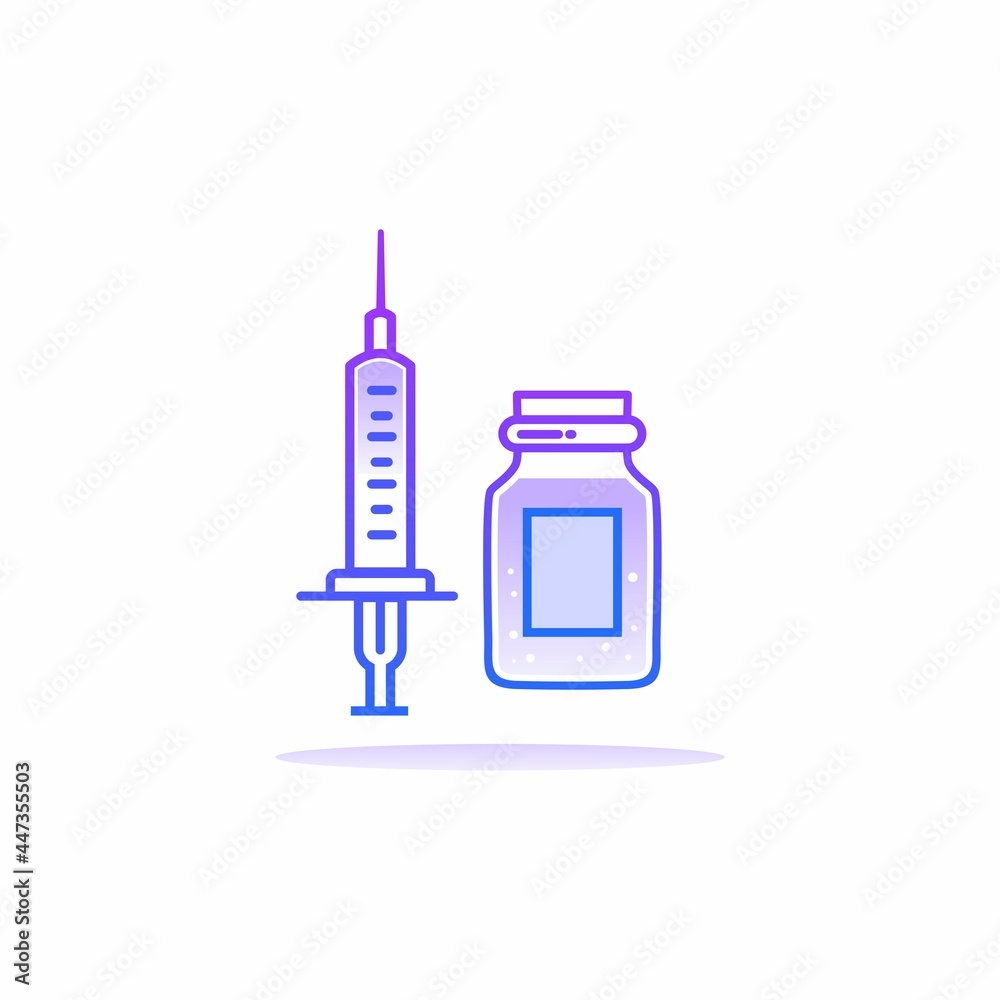 Bottle with a solution for injection and a syringe Stock Vector | Adobe ...