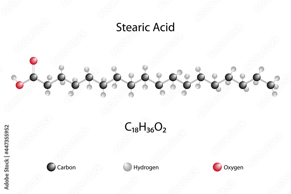 Molecular formula of stearic acid. Chemical structure of stearic acid. Stock Vector | Adobe Stock