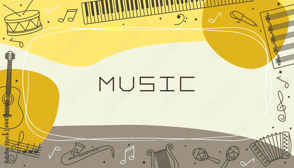 Vector design templates for Music in simple modern style with linear ...