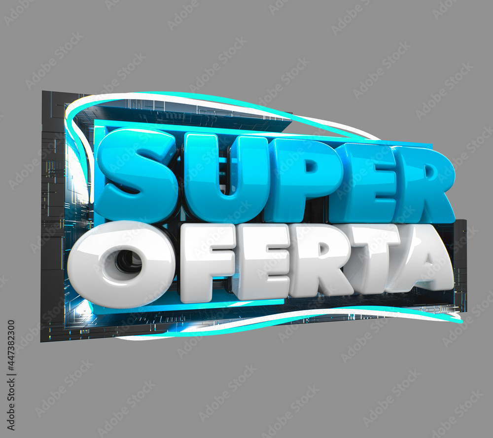 Super Oferta Selo 3d Neon Azul Com Fios Em Fundo Isolado Stock