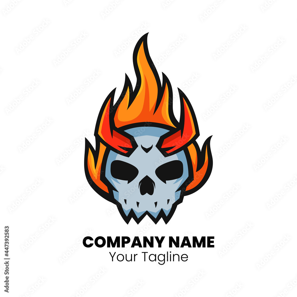Fire skull head mascot logo design vector. Skull fire logo design ...