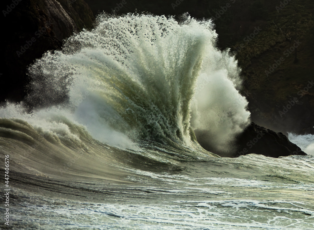Thunderous waves over 40 feet tall crash into cliffs and rocks at Cape ...