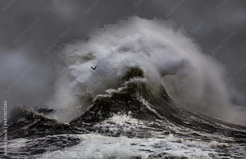 Thunderous waves over 40 feet tall crash into cliffs and rocks at Cape ...