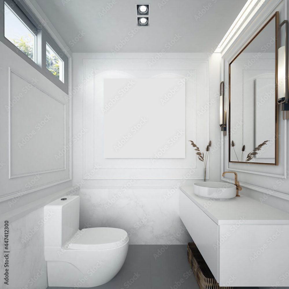 Minimal rest room and white wall texture background interior design ...
