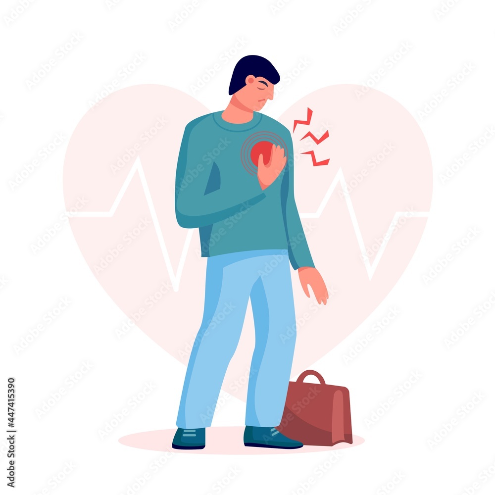 Business man with heart attack, pain touching chest. Heart treatment ...