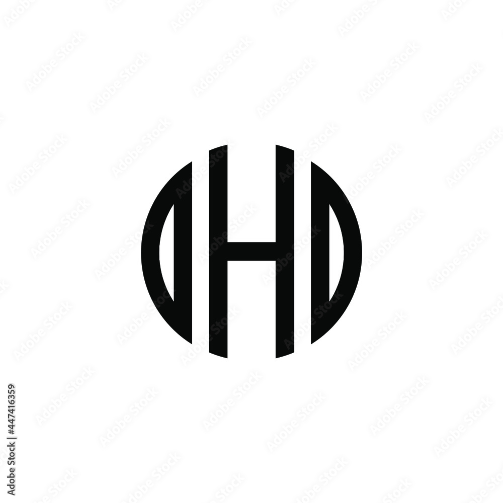 DHO letter logo design. DHO letter in circle shape. DHO Creative three ...