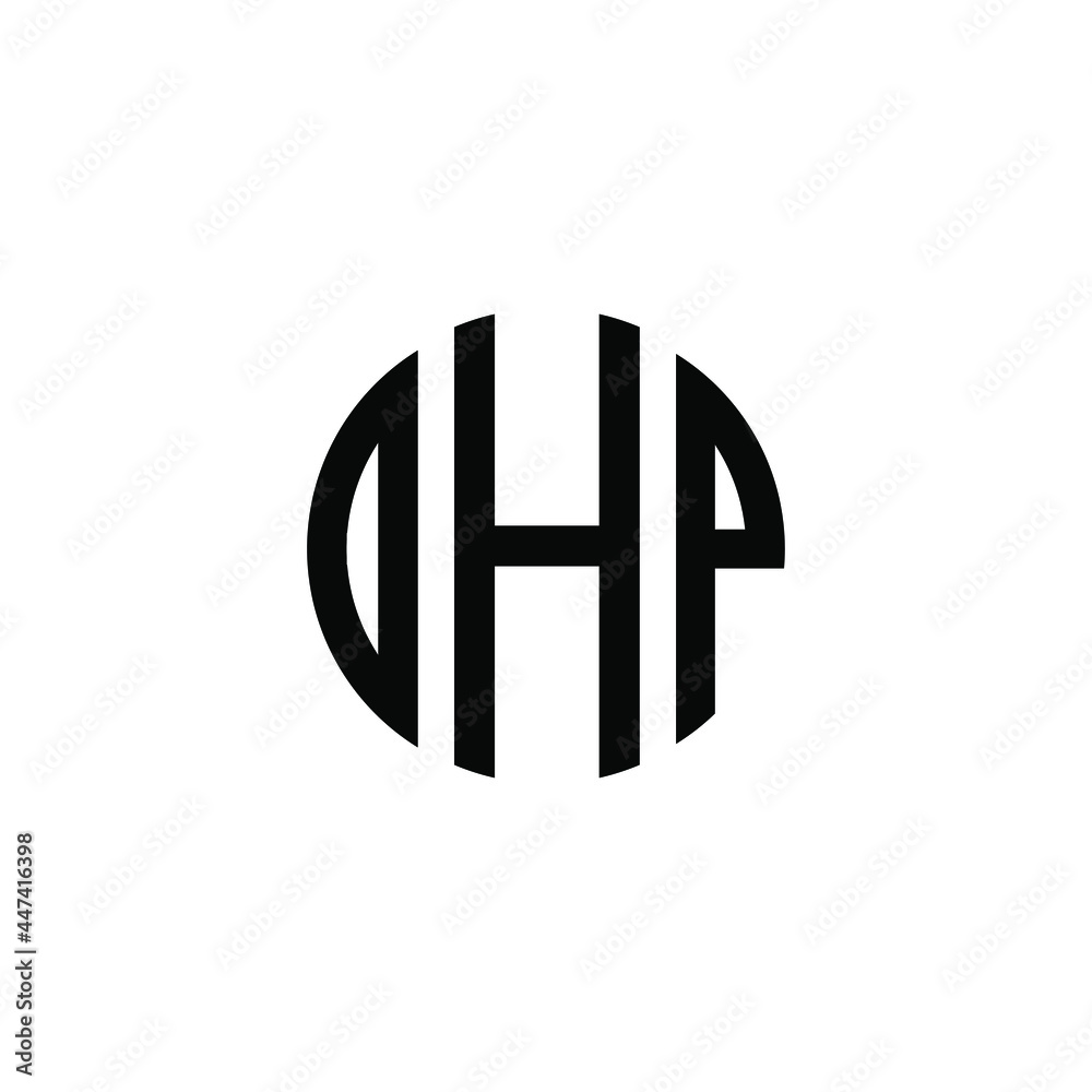 DHP letter logo design. DHP letter in circle shape. DHP Creative three letter logo. Logo with ...