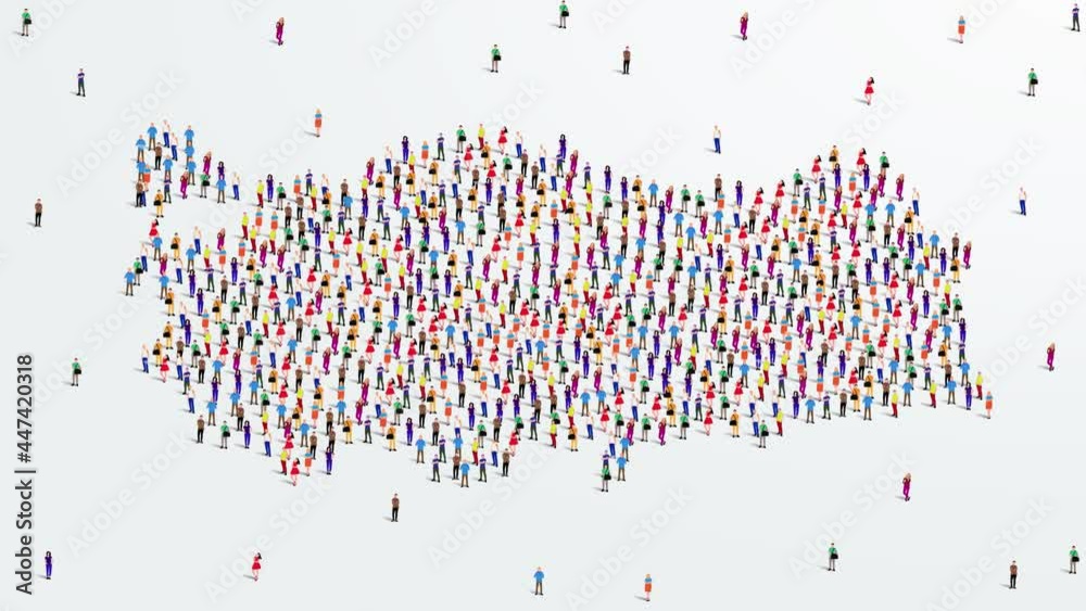 Turkey Map A large group of people form to create a Turkish map. 4K ...
