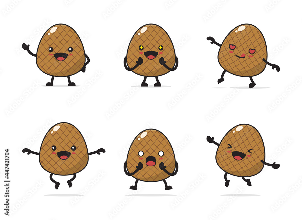 Vetor de salak fruit cartoon with different facial expressions and ...