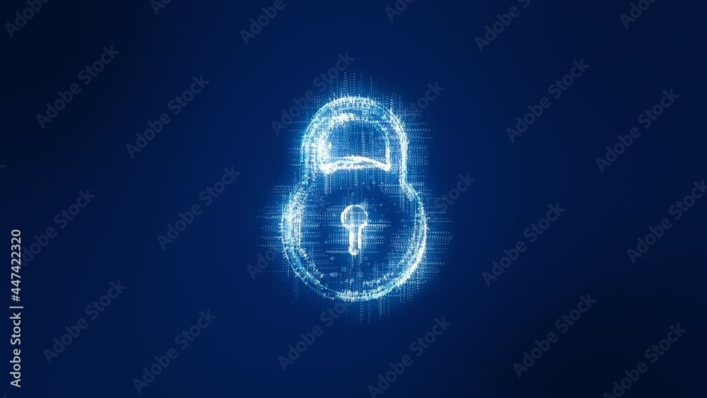 Motion graphic of Blue particle Key logo with digital futuristic ...