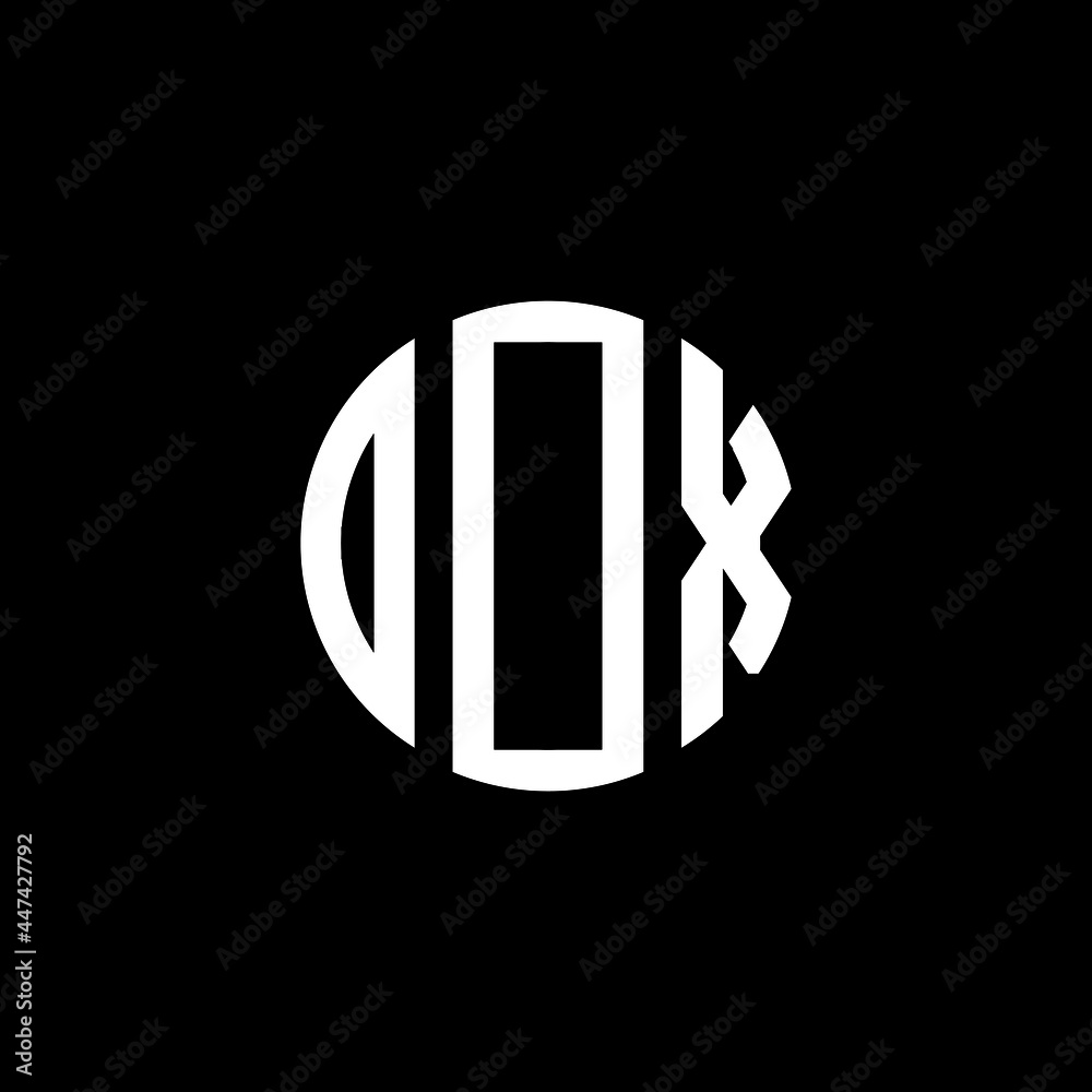 DOX letter logo design. DOX letter in circle shape. DOX Creative three ...